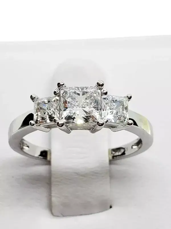 3Ct Princess-Cut G/VS1 Lab Grown Diamond Three Stone Wedding Ring ...