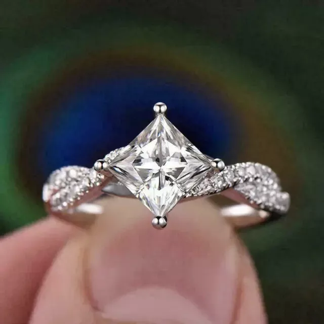 3Ct Princess Cut Lab Created Diamond Women's Engagemnet Wedding Ring ...