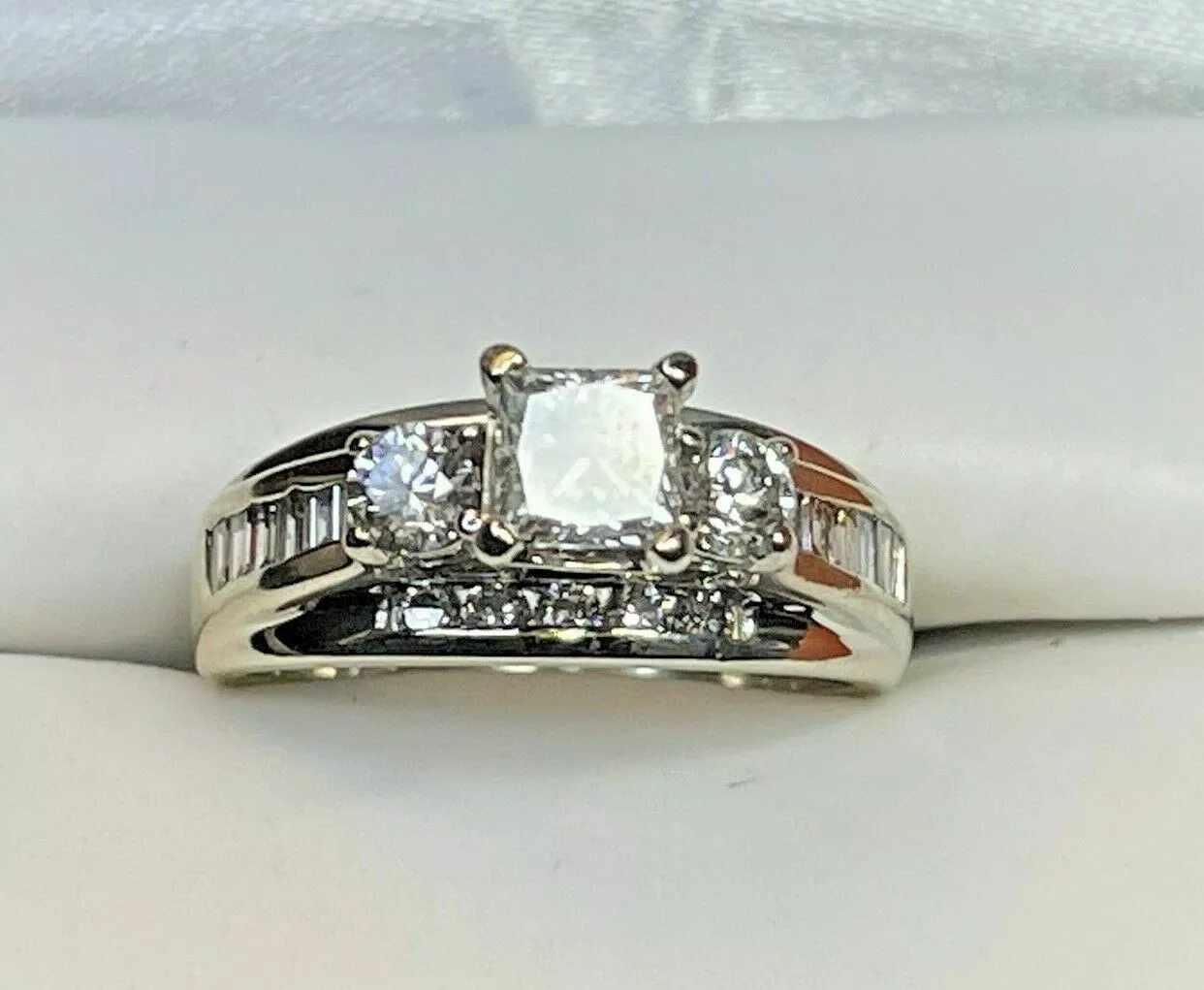 3Ct Princess Lab-Created Diamond Women's Engagement Ring 14K White Gold ...