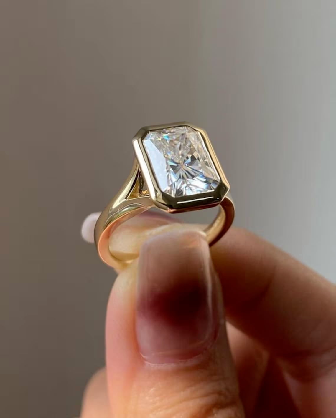 3Ct Radiant Cut Lab Created Diamond Solitaire Engagement Ring 14K ...