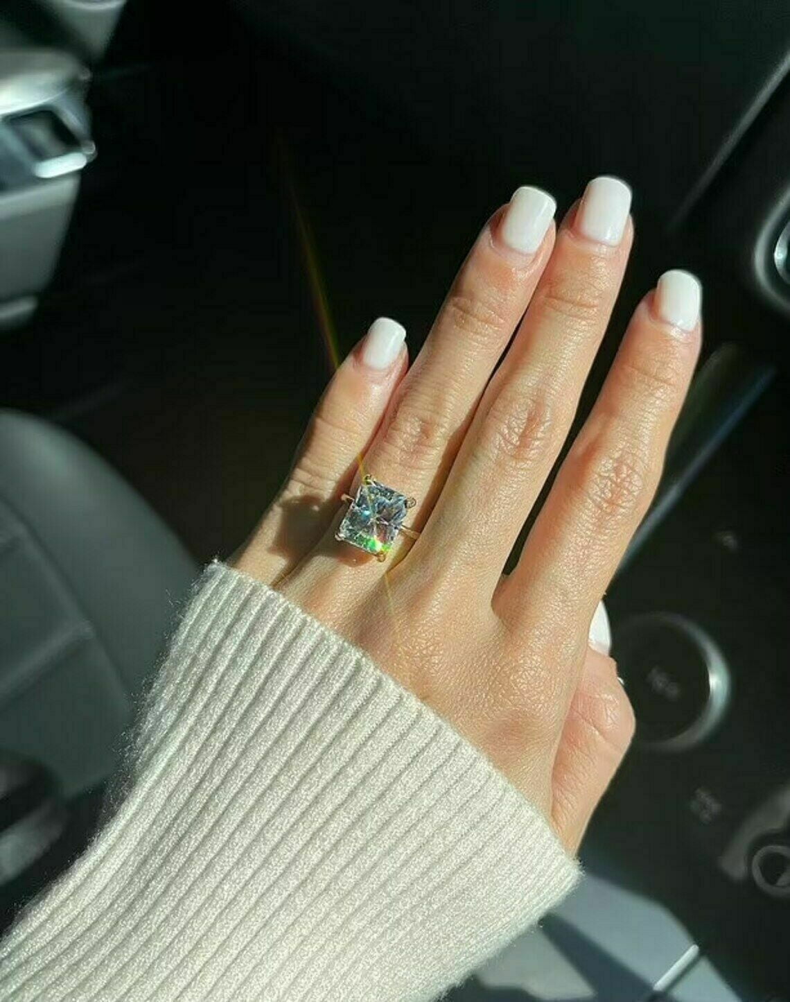 3Ct Radiant Cut Lab Created Diamond Solitaire Wedding Ring 14K Yellow ...