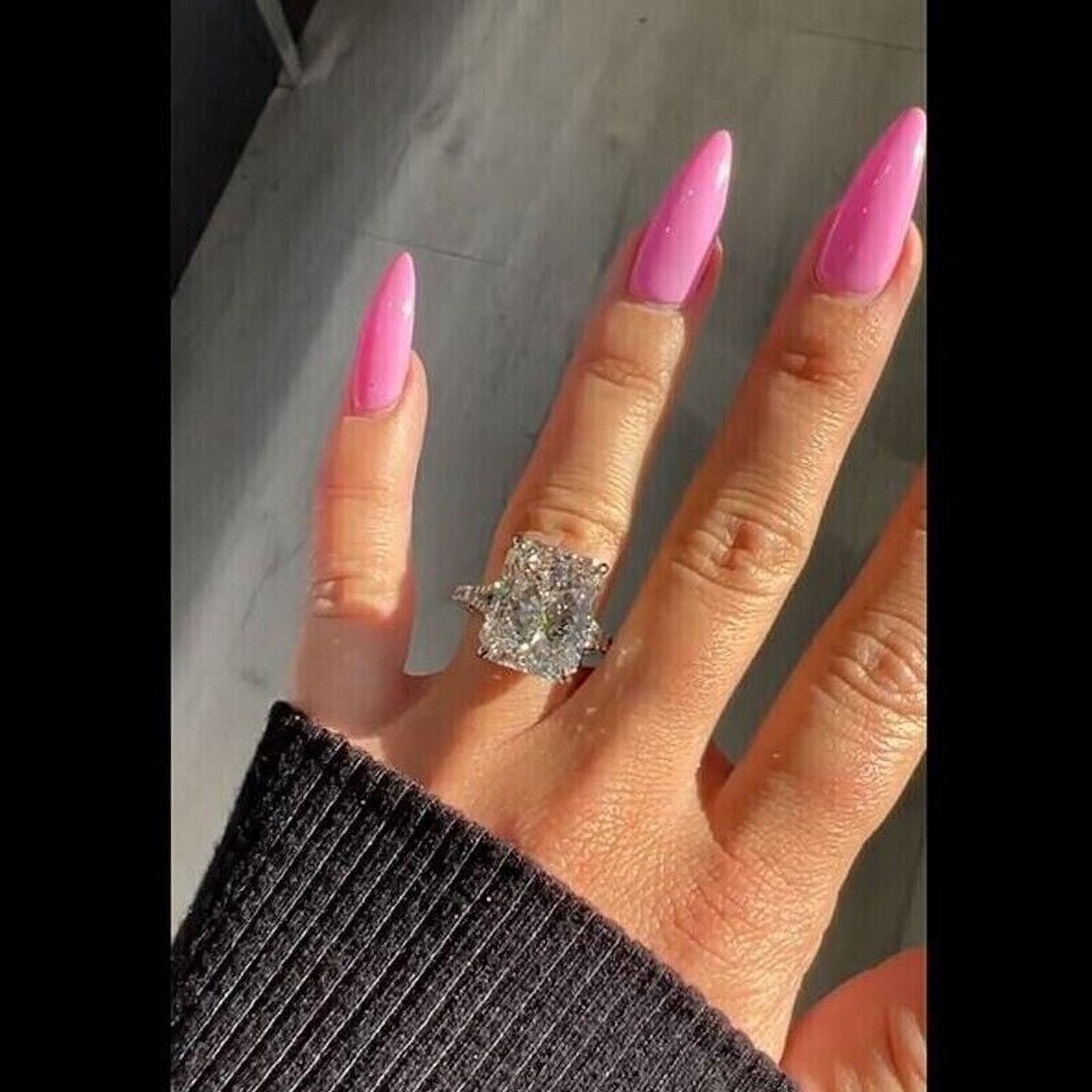 3Ct Radiant Lab-Created Diamond Solitaire Engagement Ring 14K White ...