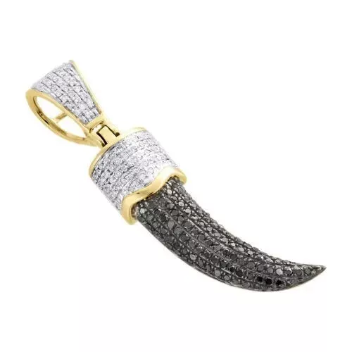 3Ct Round Black Diamond Tusk Pendant 14k Yellow Gold Plated - Walmart.com