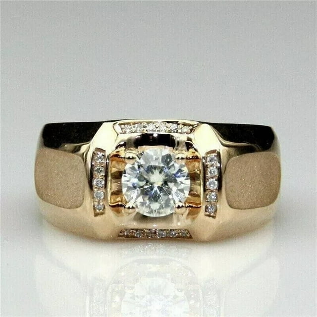 3Ct Round-Cut Lab Created Diamond Men's Band Ring 14K Yellow Gold Plated Silver - Walmart.com