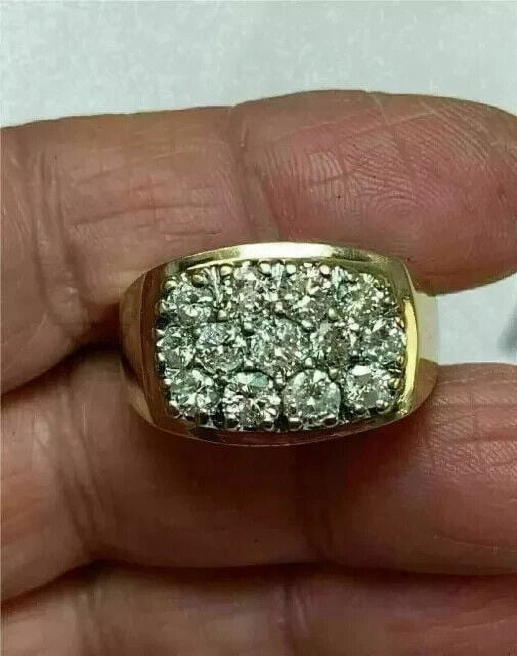 3Ct Round Cut Lab-Created Diamond Men's Pinky Band Ring 14K Yellow Gold ...