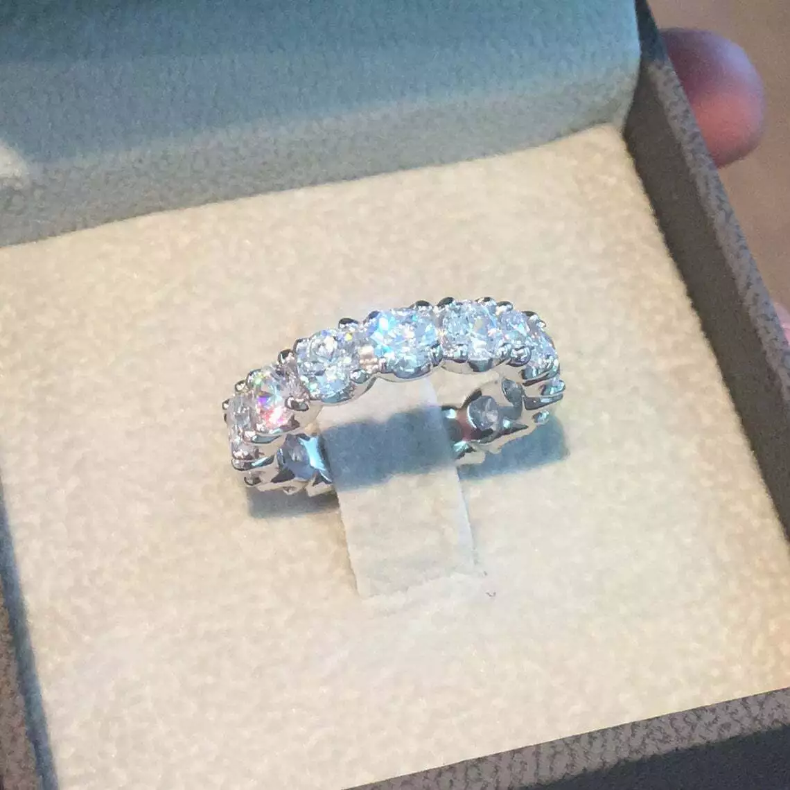 3Ct Round Cut Lab Created Moissanite Eternity Wedding Band 14k White ...