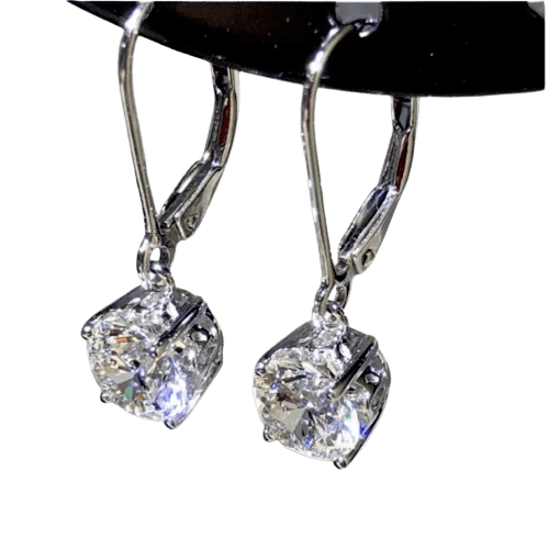 3Ct Round Cut Moissanite Drop Dangle Earrings 14K White Gold Plated ...