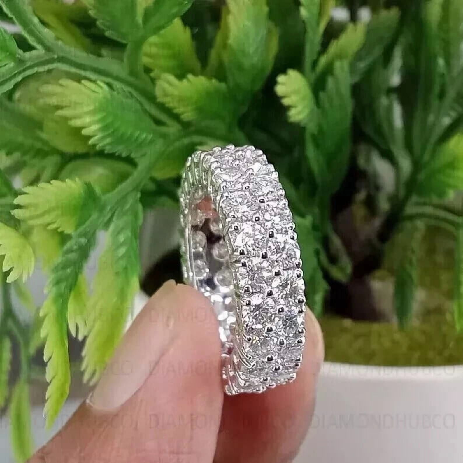 3Ct Round Cut Simulated Diamond Women's Birthday Gift Band Ring 14k ...