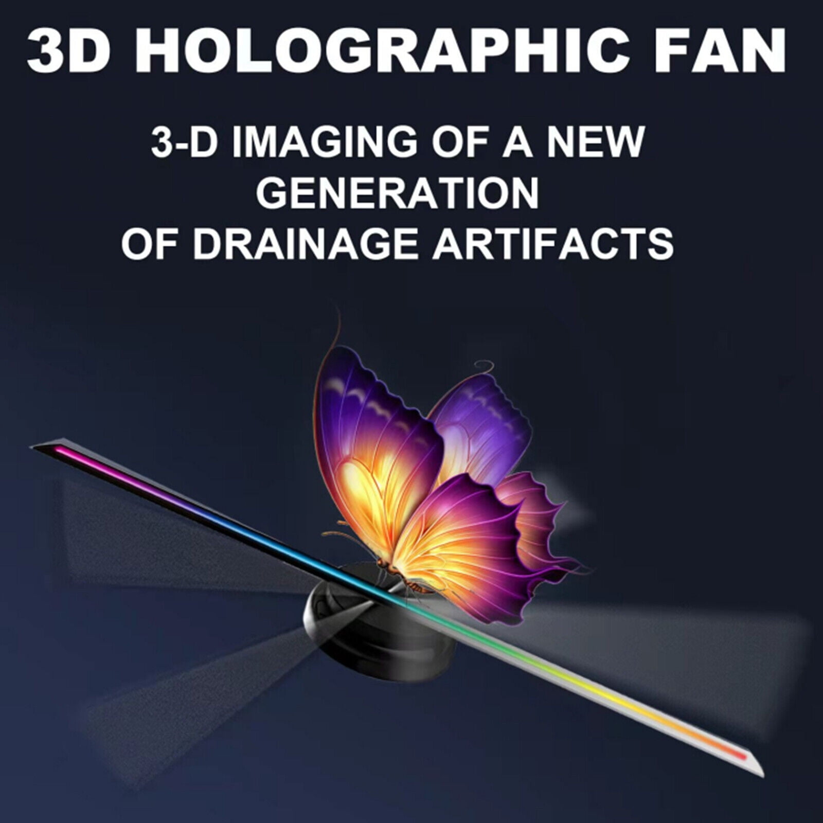 3D 1080P LED Holographic Fan Hologram Fan Projector Light RGB Sign Bar ...