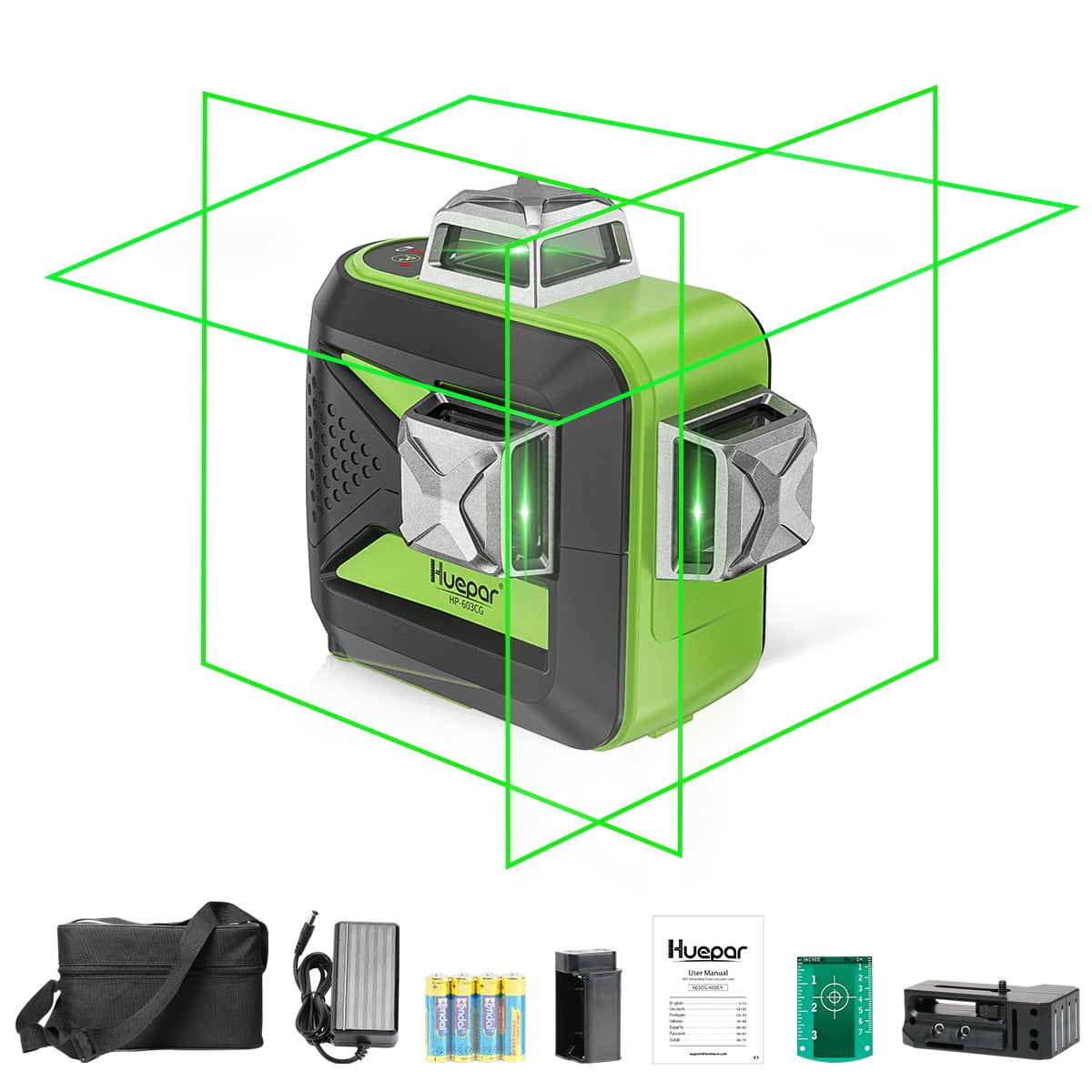 3D 12 Lines Cross Line Laser Level, 200Ft Green Beam 3 x 360° Self ...