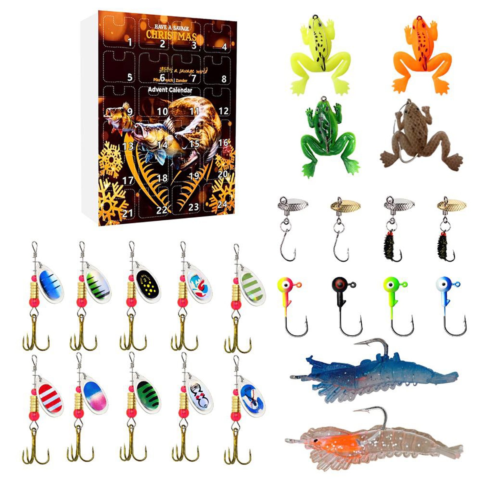 3D 24Pc Fishing Advent Calendar Christmas Countdown, Fishing Tackle ...