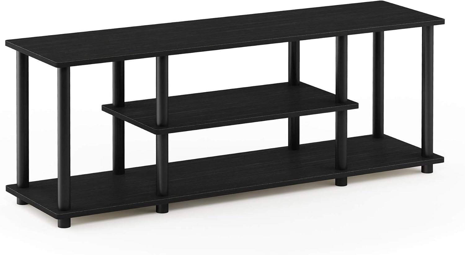 3D 3-Tier Entertainment TV Stand up to 50 inch TV, Round Tubes, Black ...