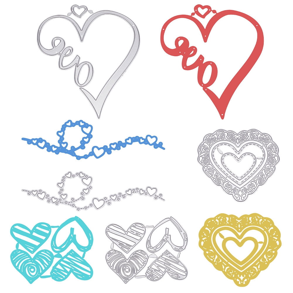 3D 4 Styles Heart Cutting Dies Love Flower Metal Die Cuts Embossing ...