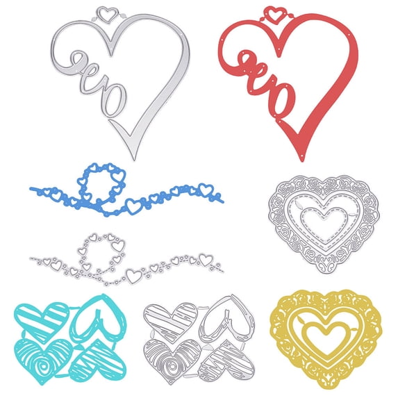 3D 4 Styles Heart Cutting Dies Love Flower Metal Die Cuts Embossing ...