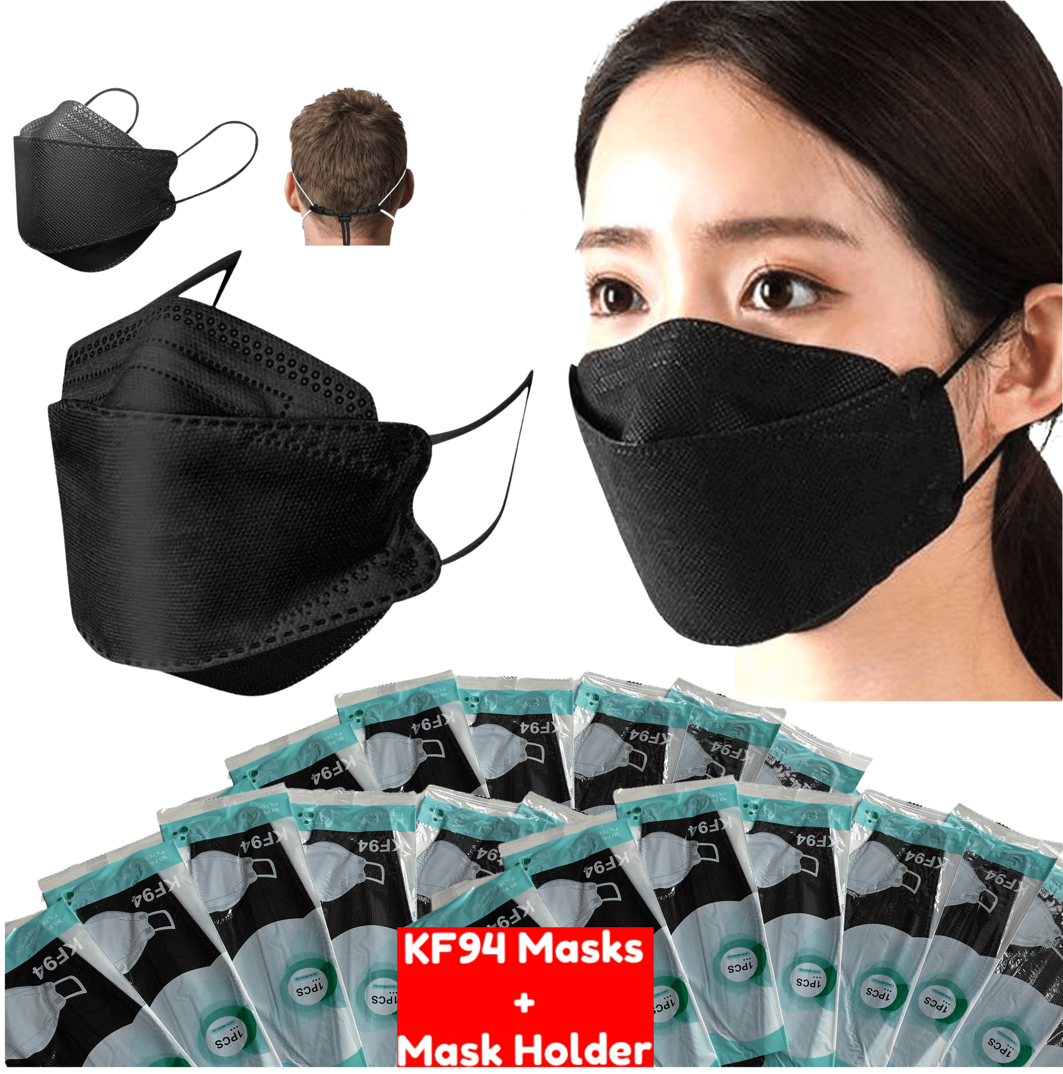 3D 50pcs Individually Wrapped Black Disposable Face Masks Face Mask ...