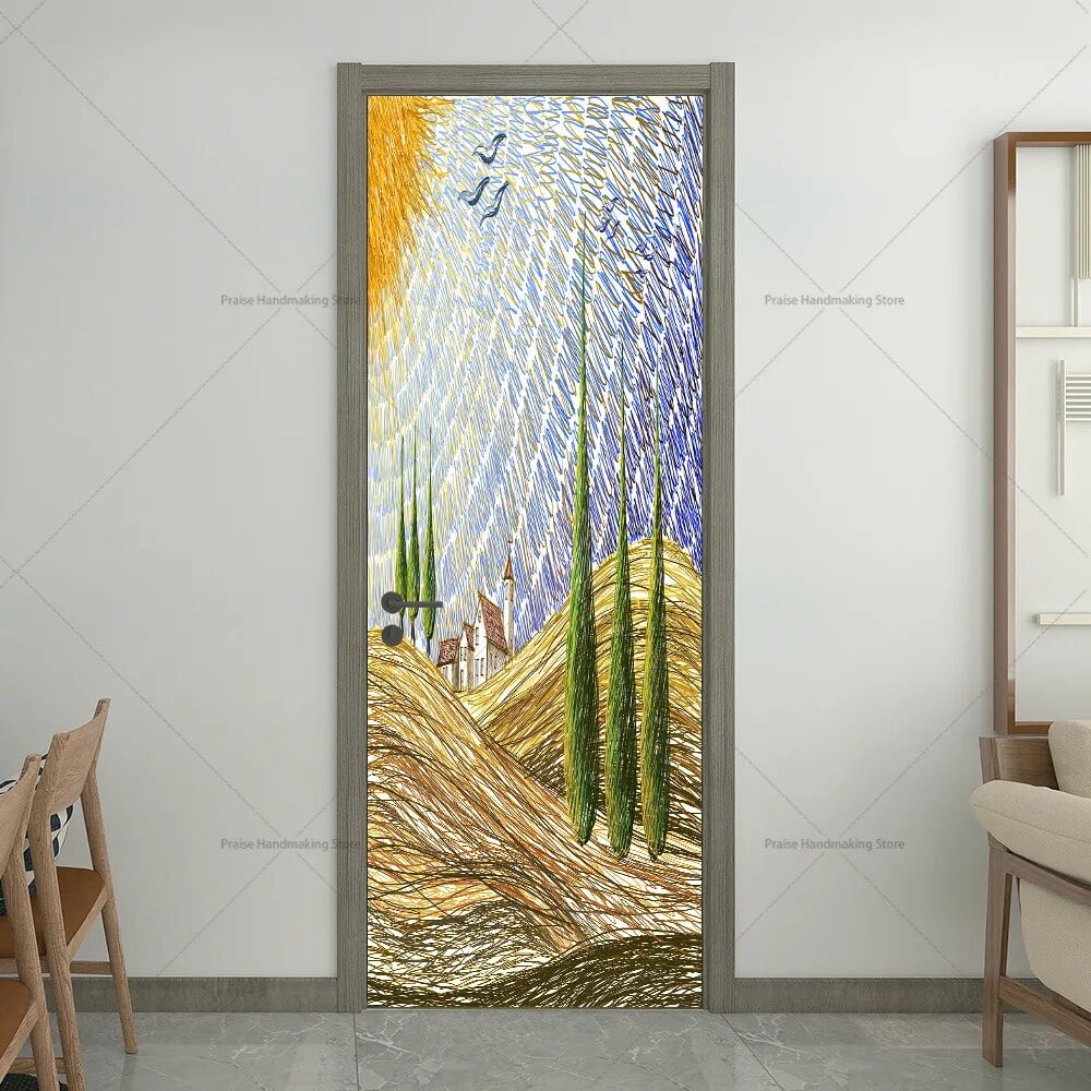 3D Abstract Art Door Decal Cartoon Decorative Sticker Wallpaper Vinyl ...