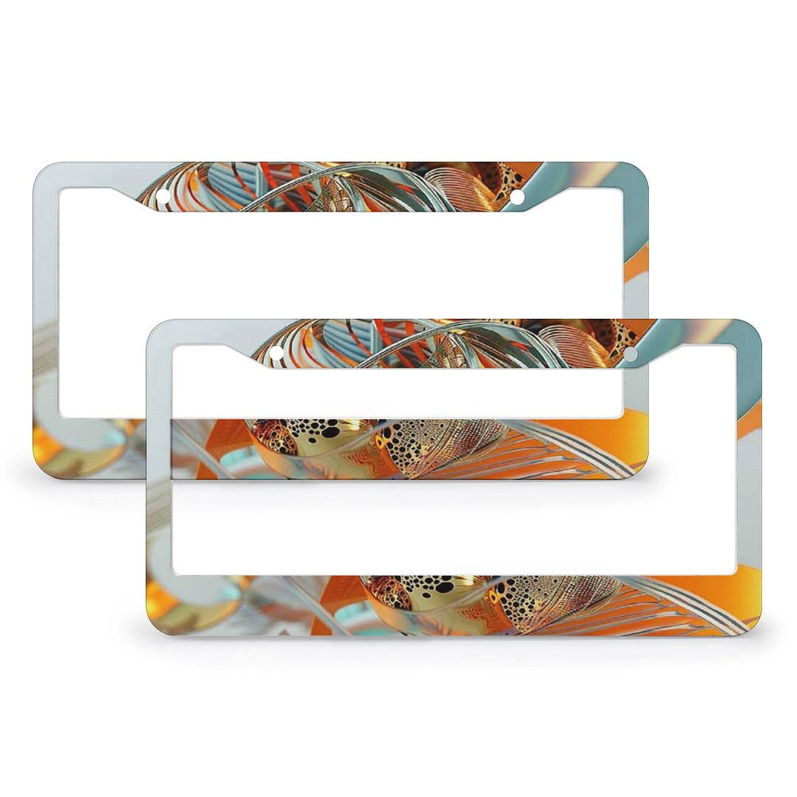 3D Abstract Art License Plate Frame - 2 Pcs Aluminum Metal License ...