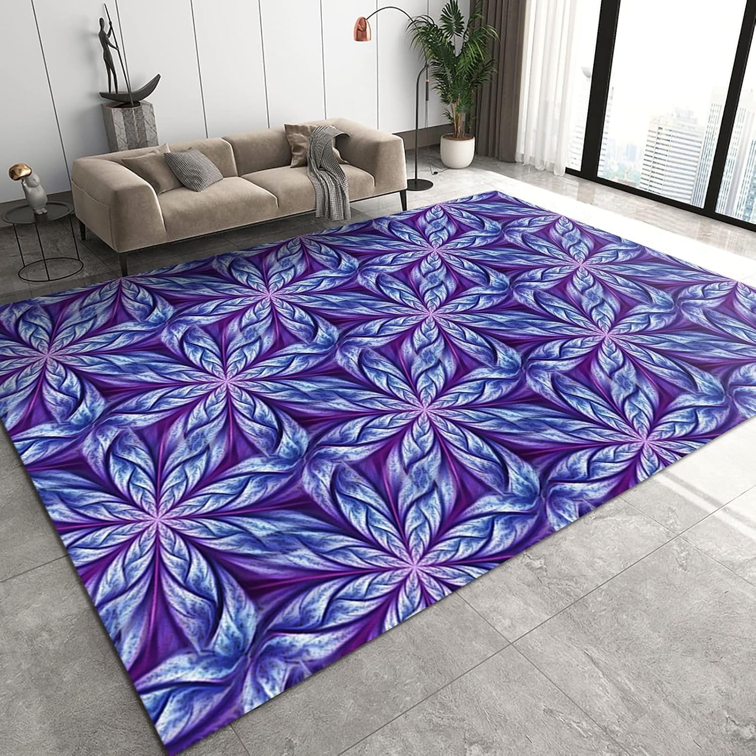 3D Abstract Flower Area Rugs, Non-Slip Apartment Carpet, Porch Mat High ...