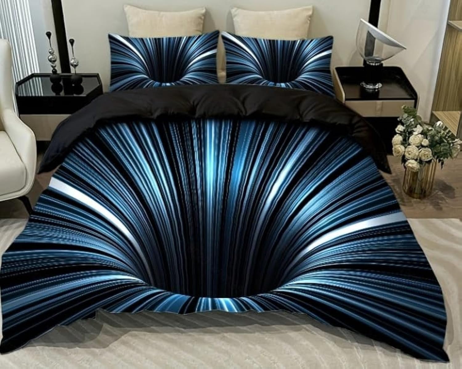3D Abstract Geometric Comforter Set Line Printed polyester Bedding Sets ...