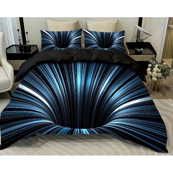 3D Abstract Geometric Comforter Set Line Printed polyester Bedding Sets ...