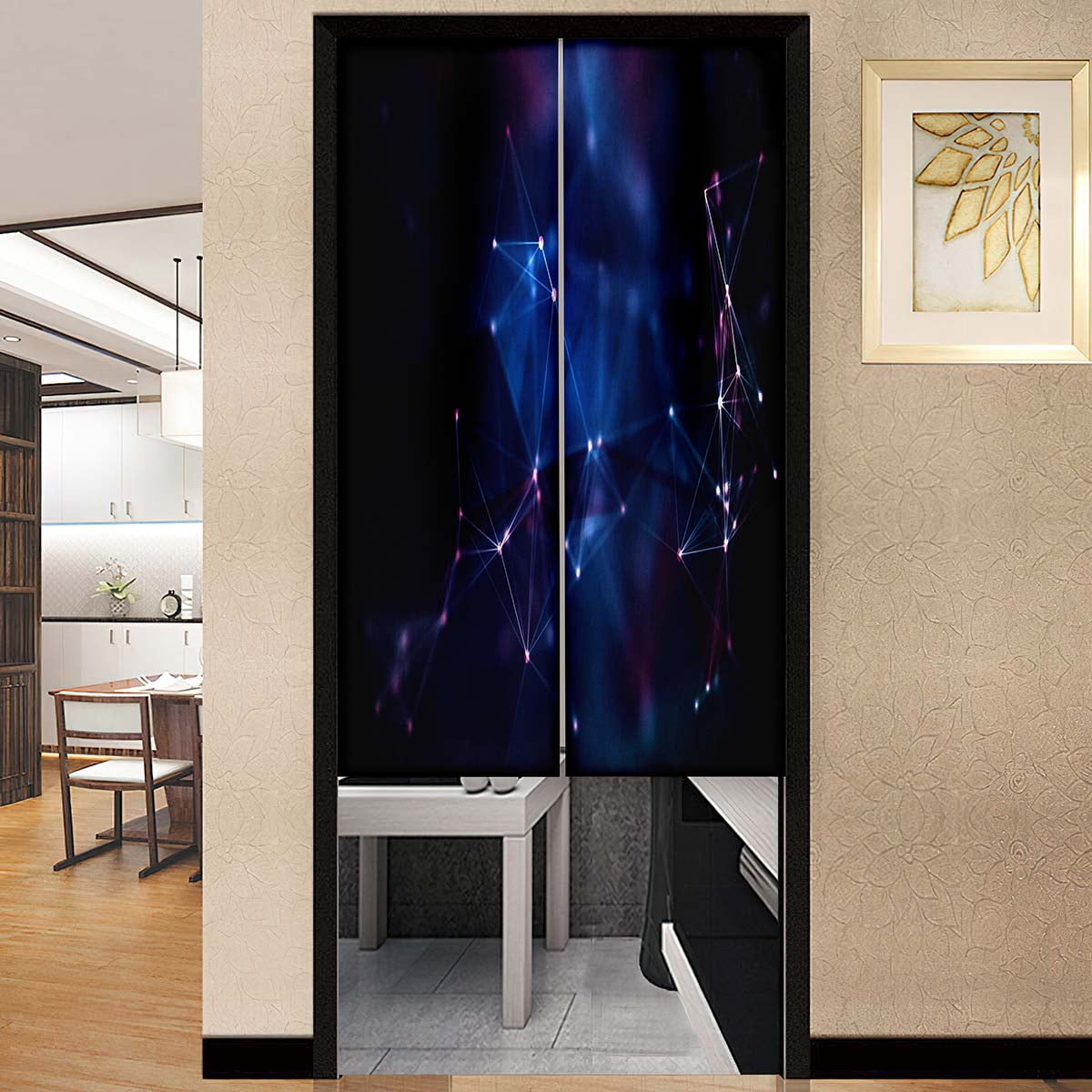 3D Abstract Geometric Door Curtain No Punching Partition Living Room ...