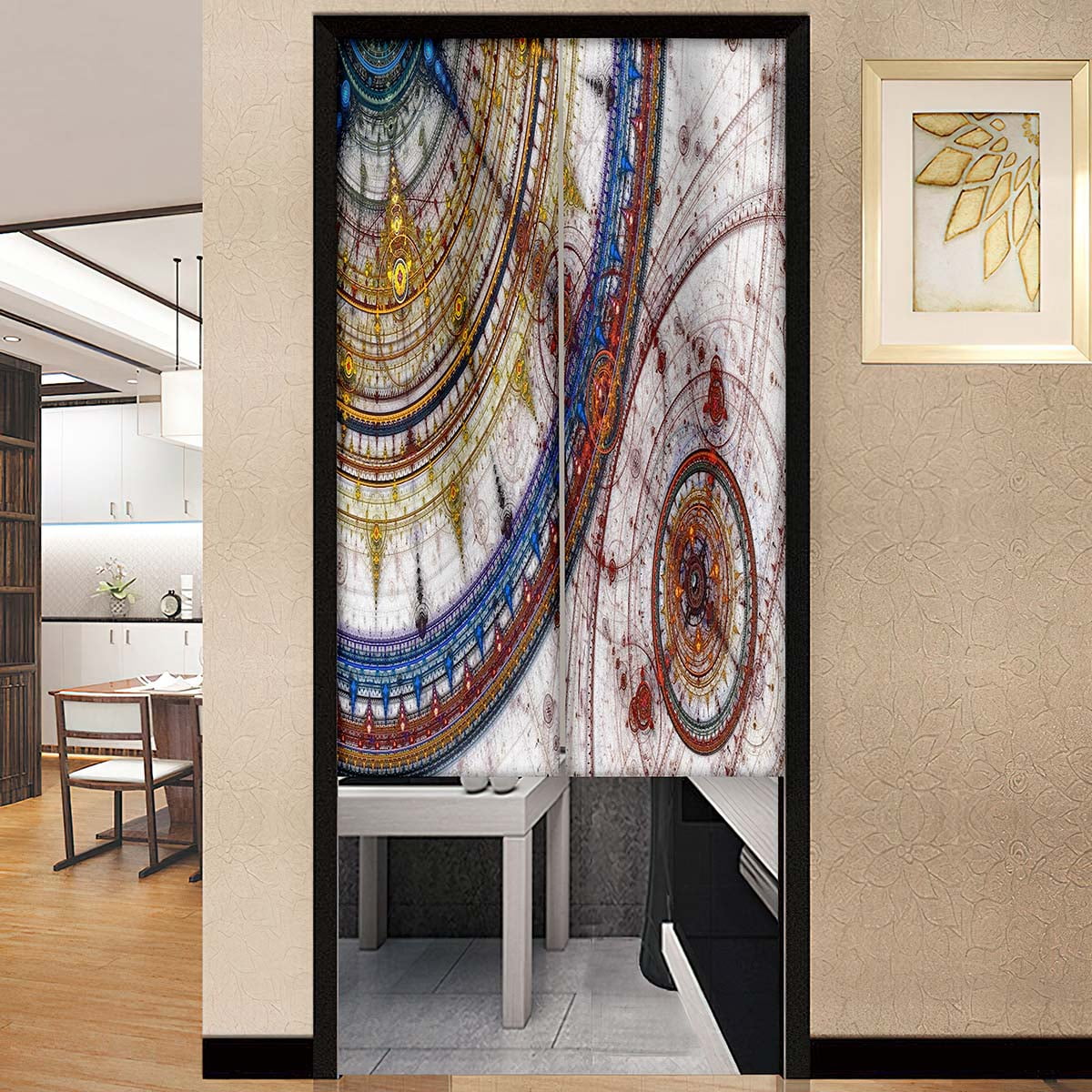3D Abstract Geometric Door Curtain No Punching Partition Living Room ...