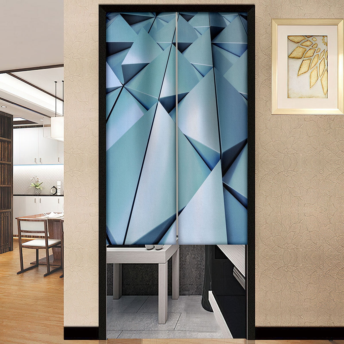 3D Abstract Geometric Door Curtain No Punching Partition Living Room ...