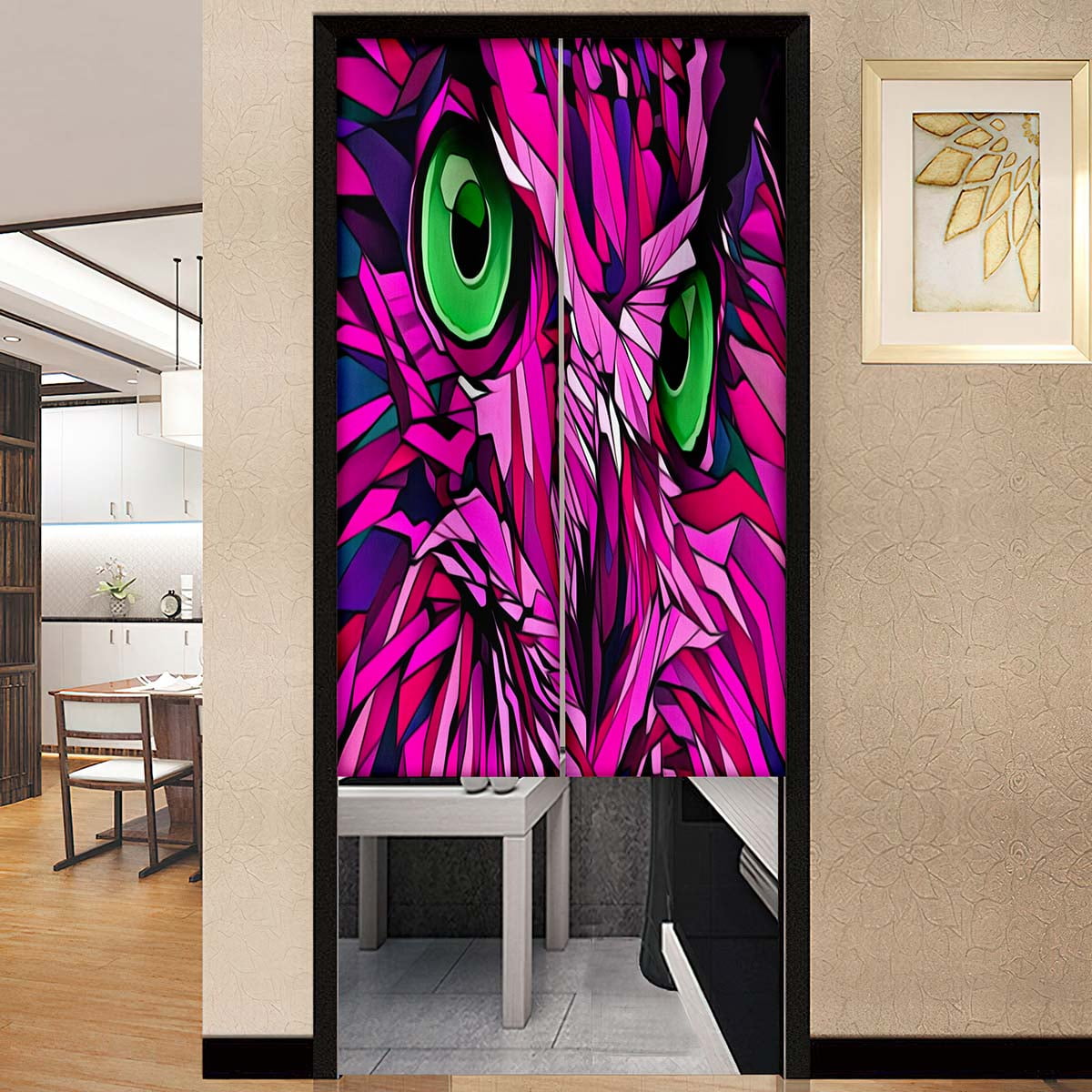 3D Abstract Geometric Door Curtain No Punching Partition Living Room ...