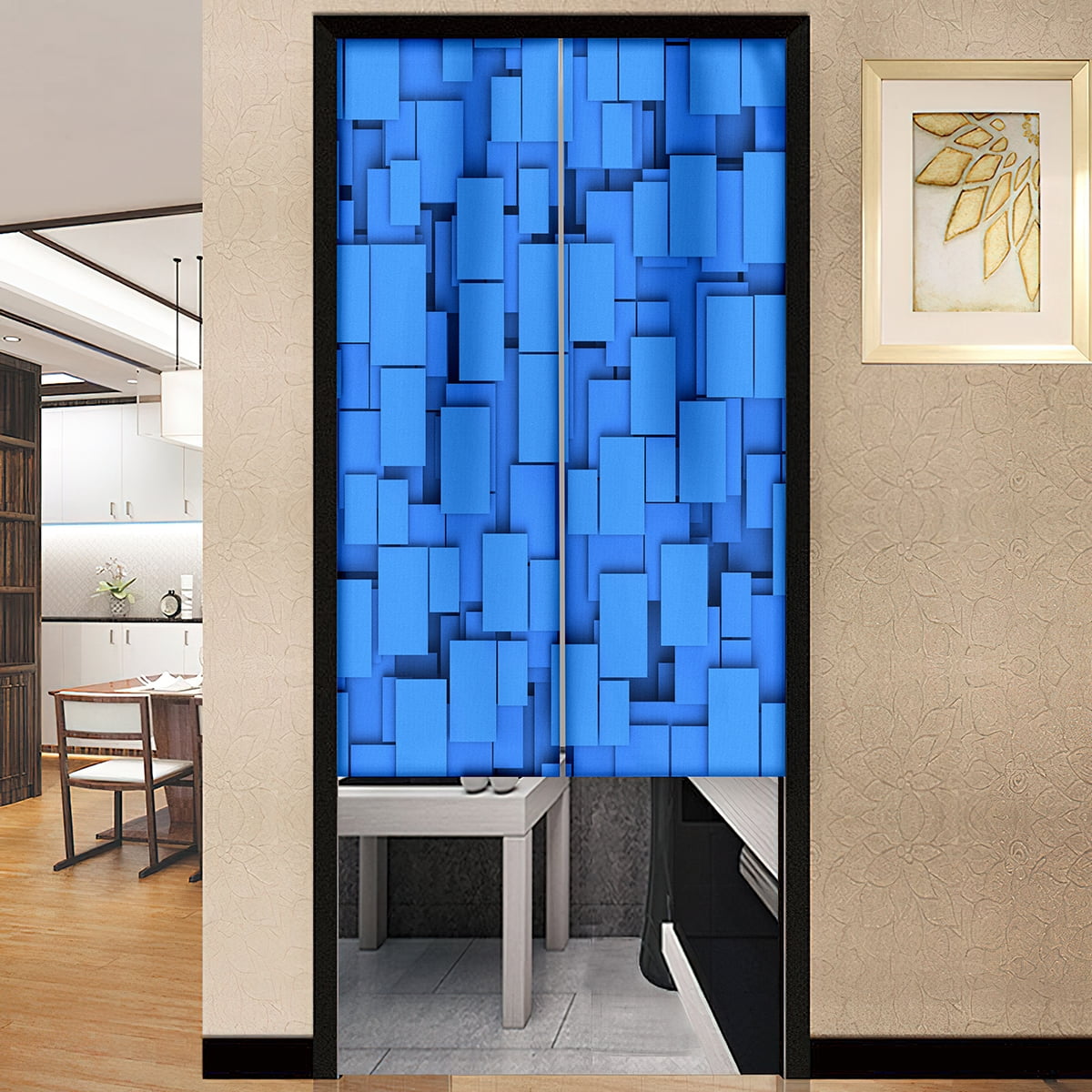 3D Abstract Geometric Door Curtain No Punching Partition Living Room ...