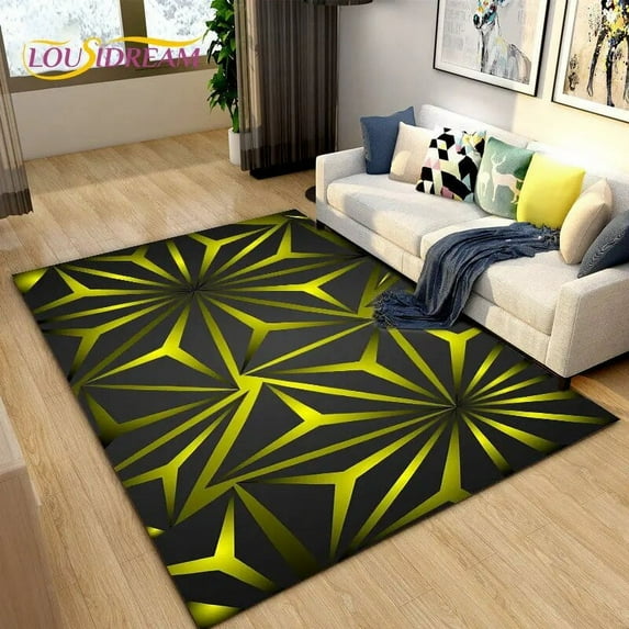 3D Abstract Geometric Optical Area Rug Carpet Rug for Living Room ...