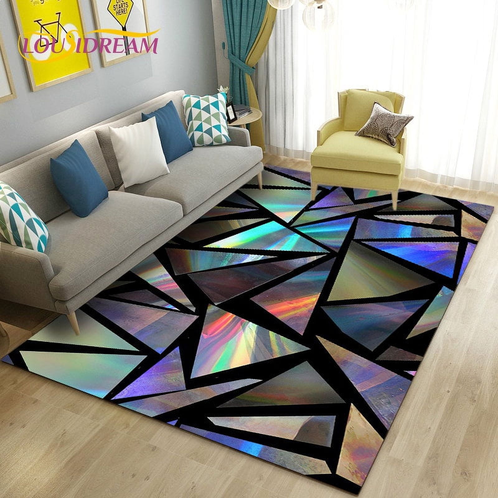 3D Abstract Geometric Optical Area Rug Carpet Rug for Living Room ...