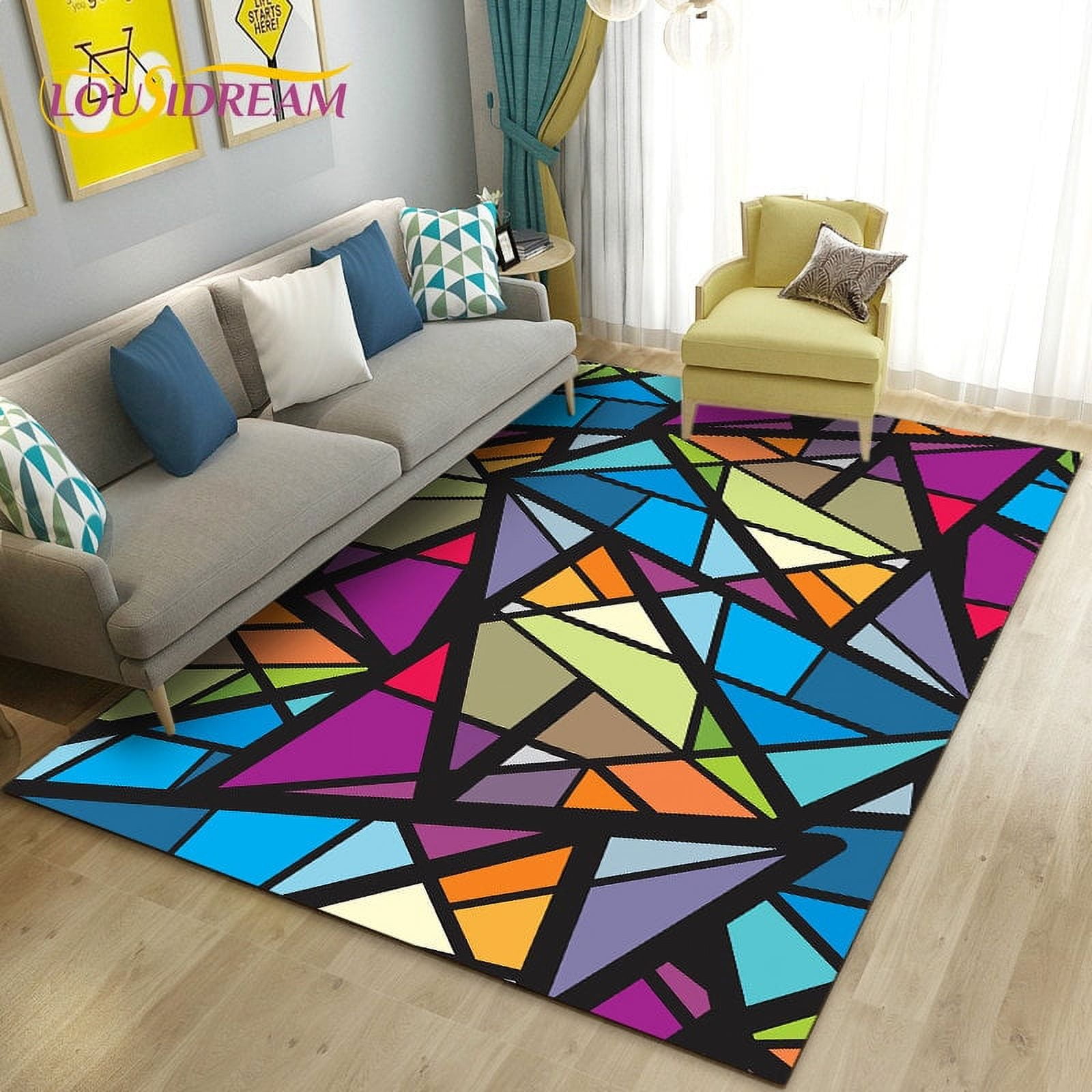 3D Abstract Geometric Optical Area Rug Carpet Rug for Living Room ...