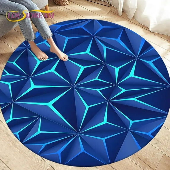 3D Abstract Geometric Visual n Area Rug Large Round Carpet Rug for ...