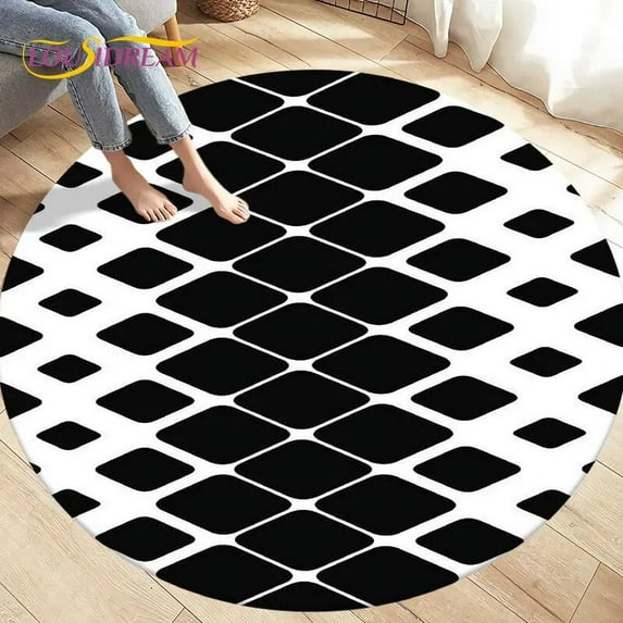 3D Abstract Geometric Visual n Area Rug Large Round Carpet Rug for ...