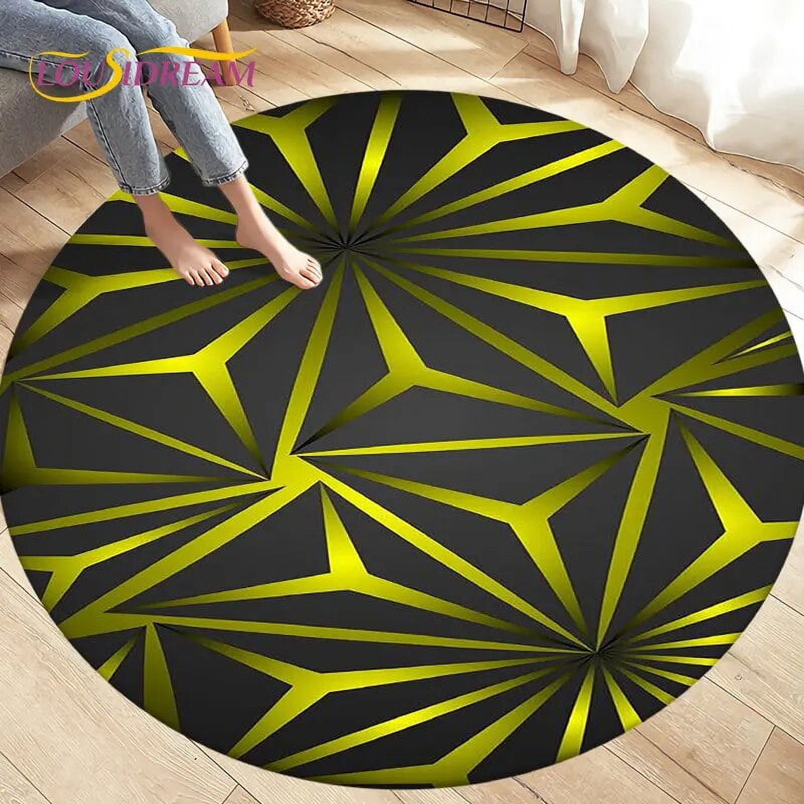 3D Abstract Geometric Visual n Area Rug Large Round Carpet Rug for ...