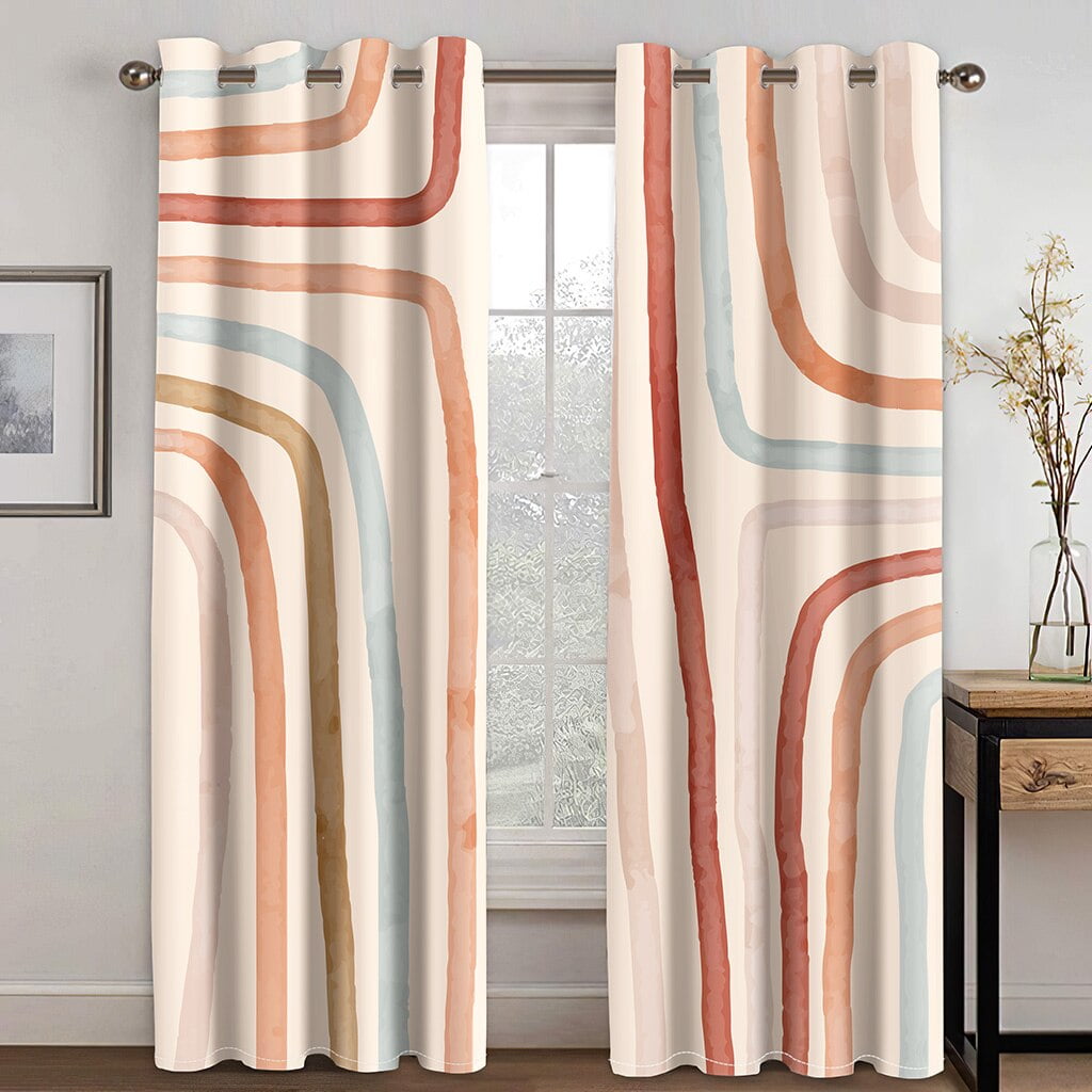 3D Abstract Geometry Nordic Art Boho Sun Custom Curtains Morandi Color ...
