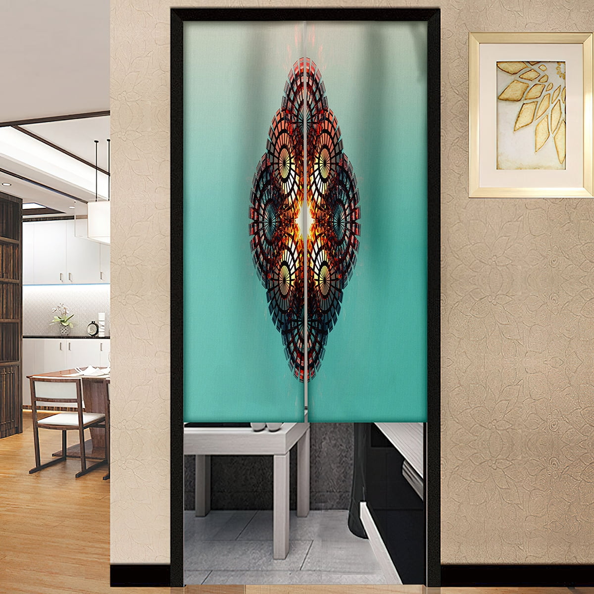 3D Abstract Hexagon Door Curtains Geometric Doorway Curtain Partition ...