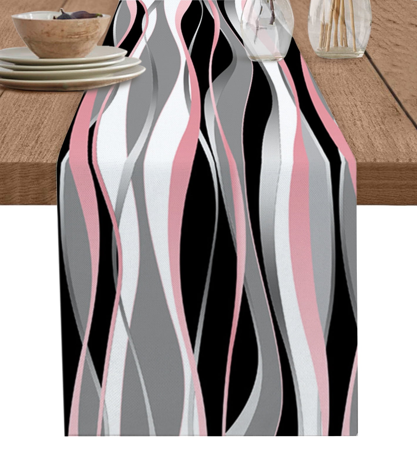 3D Abstract Line Gradient Red Table Runner Home Wedding Table Flag Mat ...