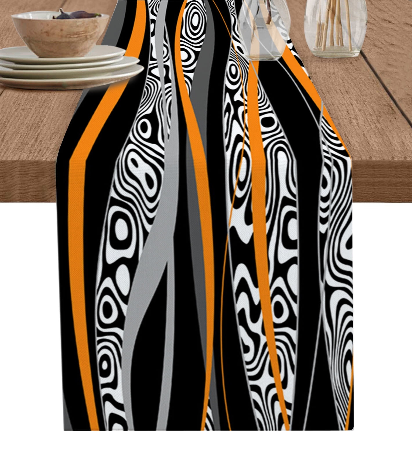 3D Abstract Line Gradient Red Table Runner Home Wedding Table Flag Mat ...