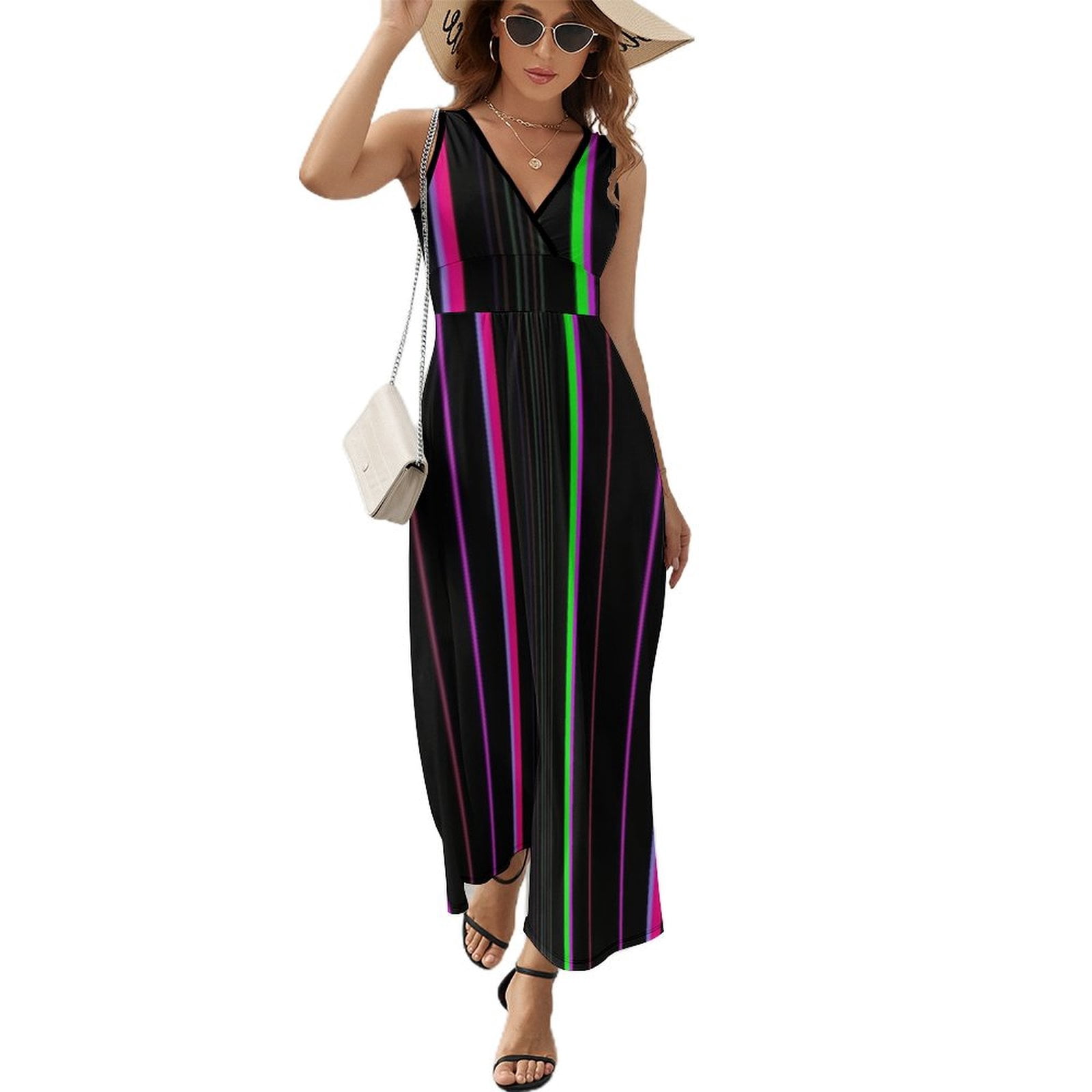 3D Abstract Lines Art Sleeveless Dress Women's Summer Suit Dresses for ...