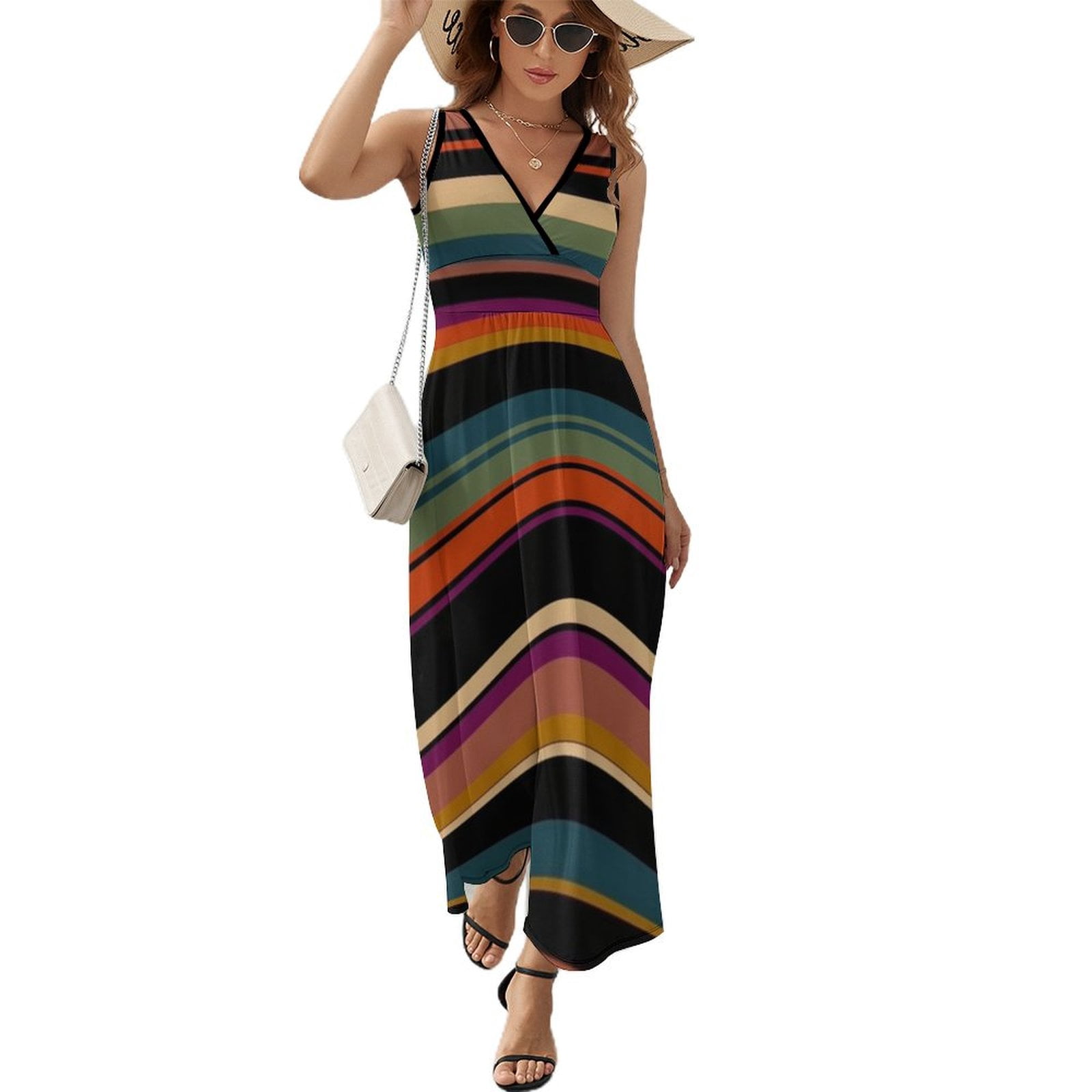 3D Abstract Lines Art Sleeveless Dress Women's Summer Suit Dresses for ...