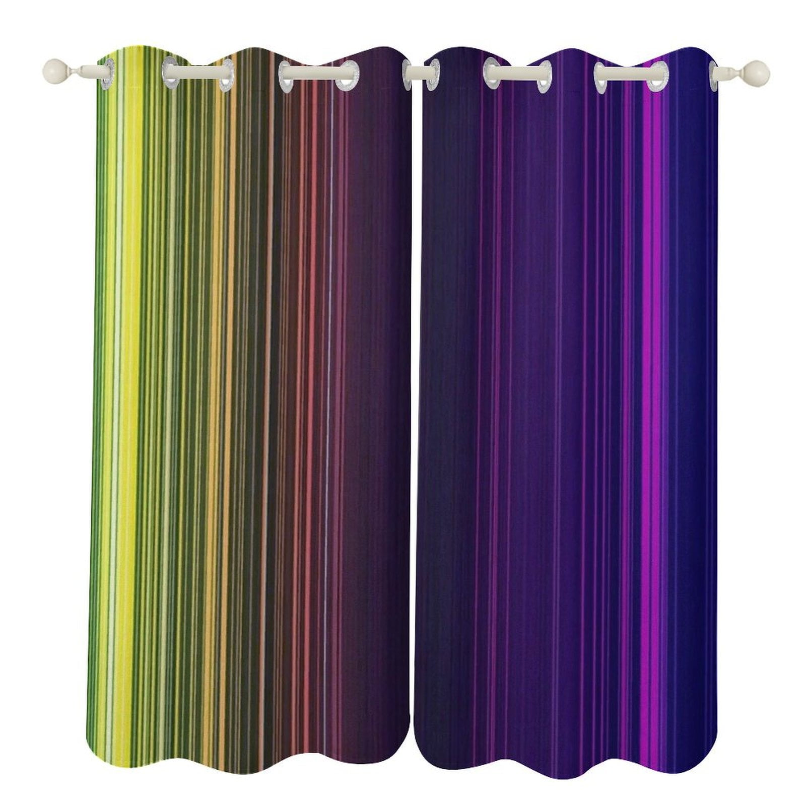 3D Abstract Lines Curtains Watercolor Theme Window Curtains Grommet Blackout Drapes for Living ...