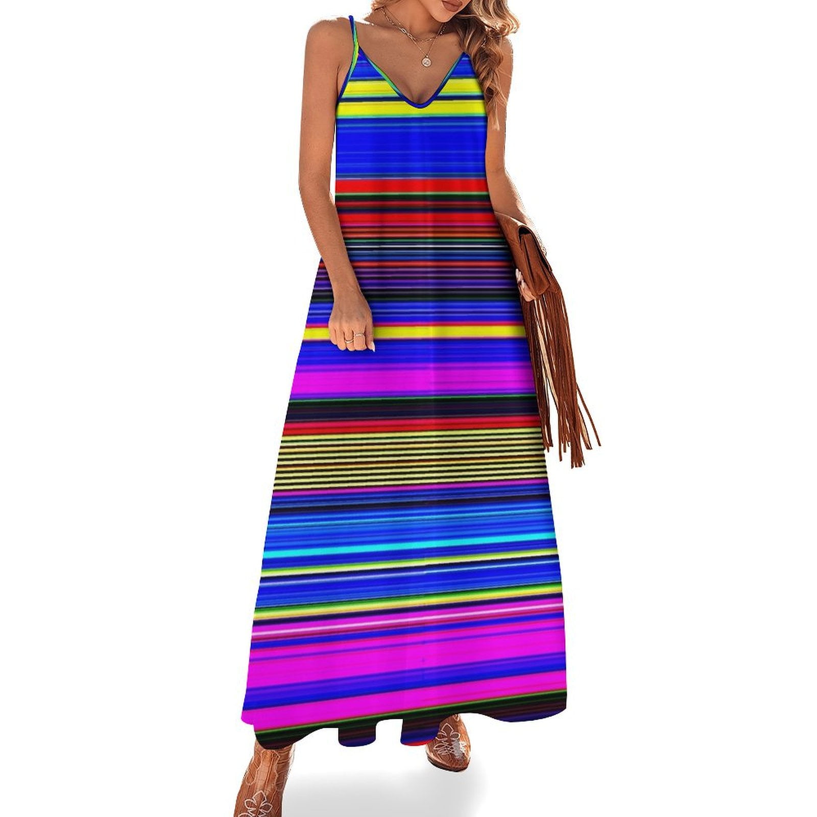 3D Abstract Lines Design Sleeveless Dress Woman Fashion Long Dresses ...