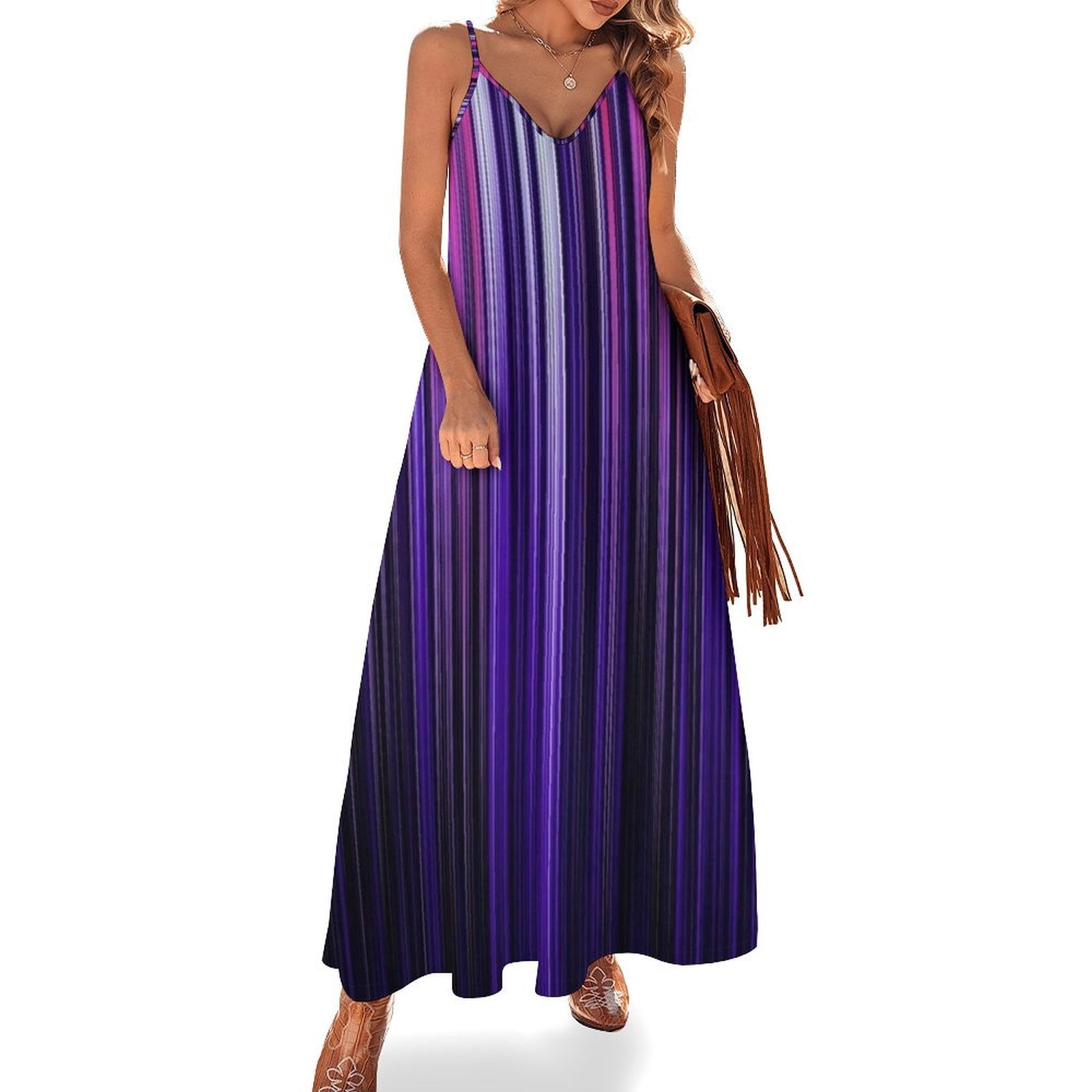3D Abstract Lines Design Sleeveless Dress Woman Fashion Long Dresses ...
