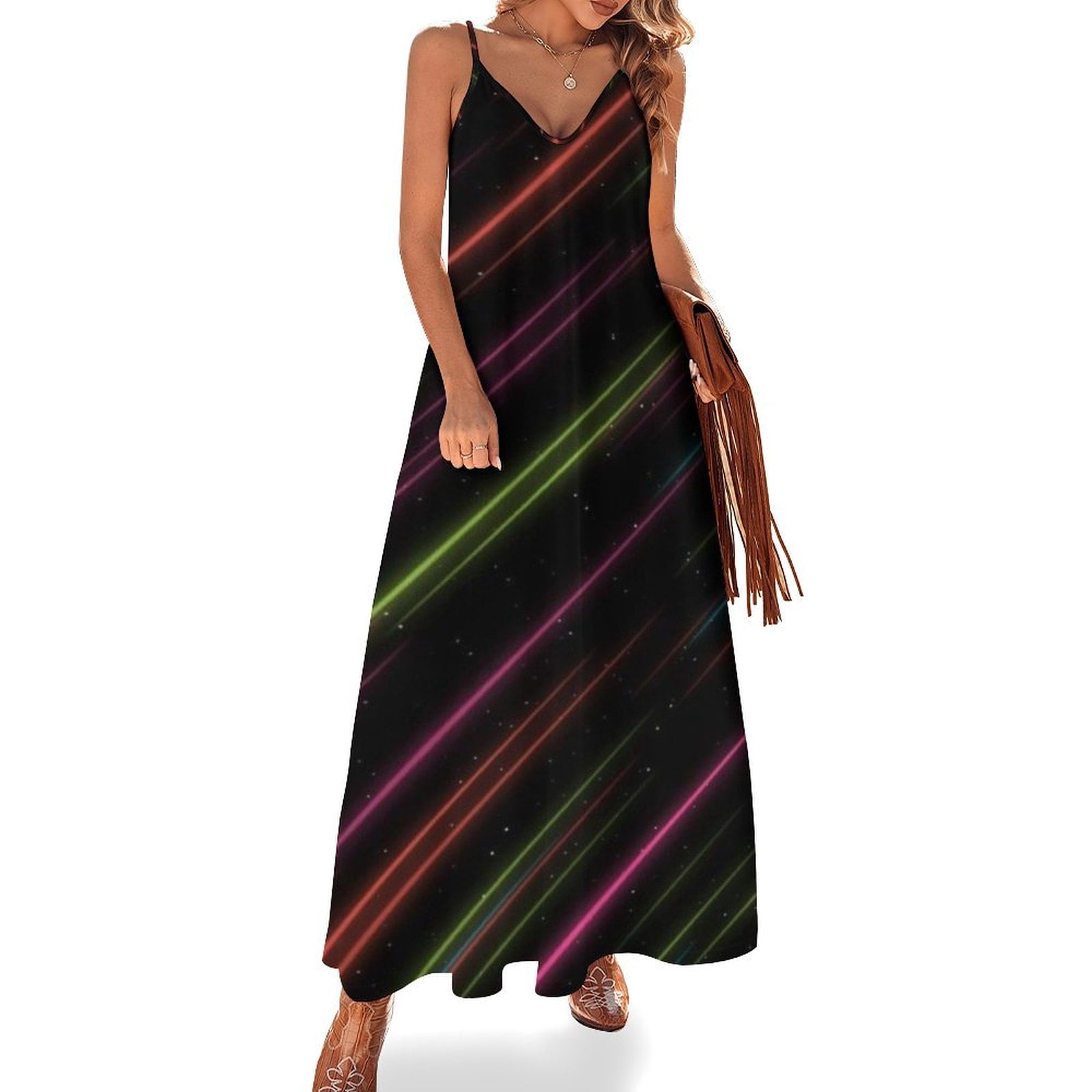 3D Abstract Lines Design Sleeveless Dress Woman Fashion Long Dresses ...
