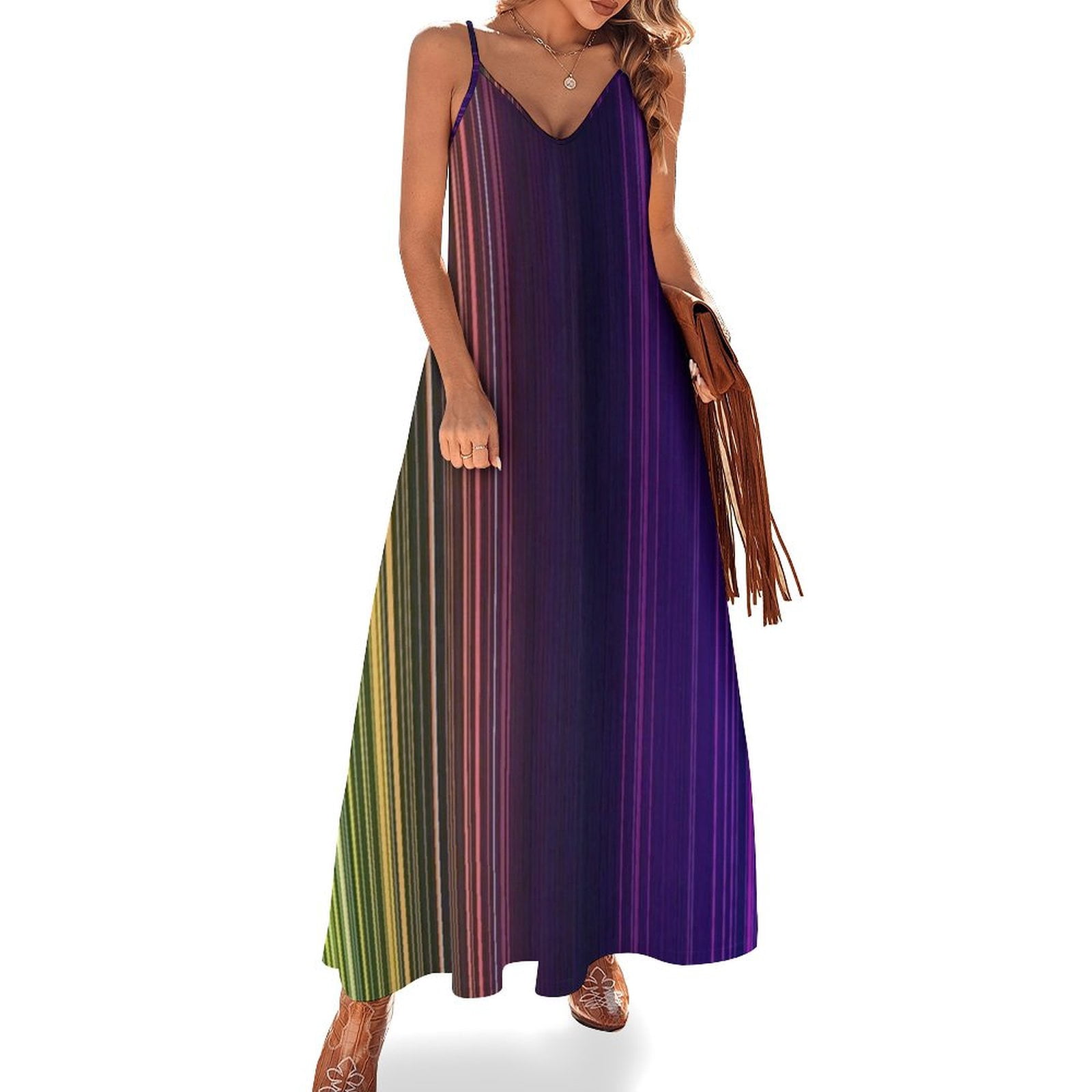 3D Abstract Lines Design Sleeveless Dress Woman Fashion Long Dresses ...