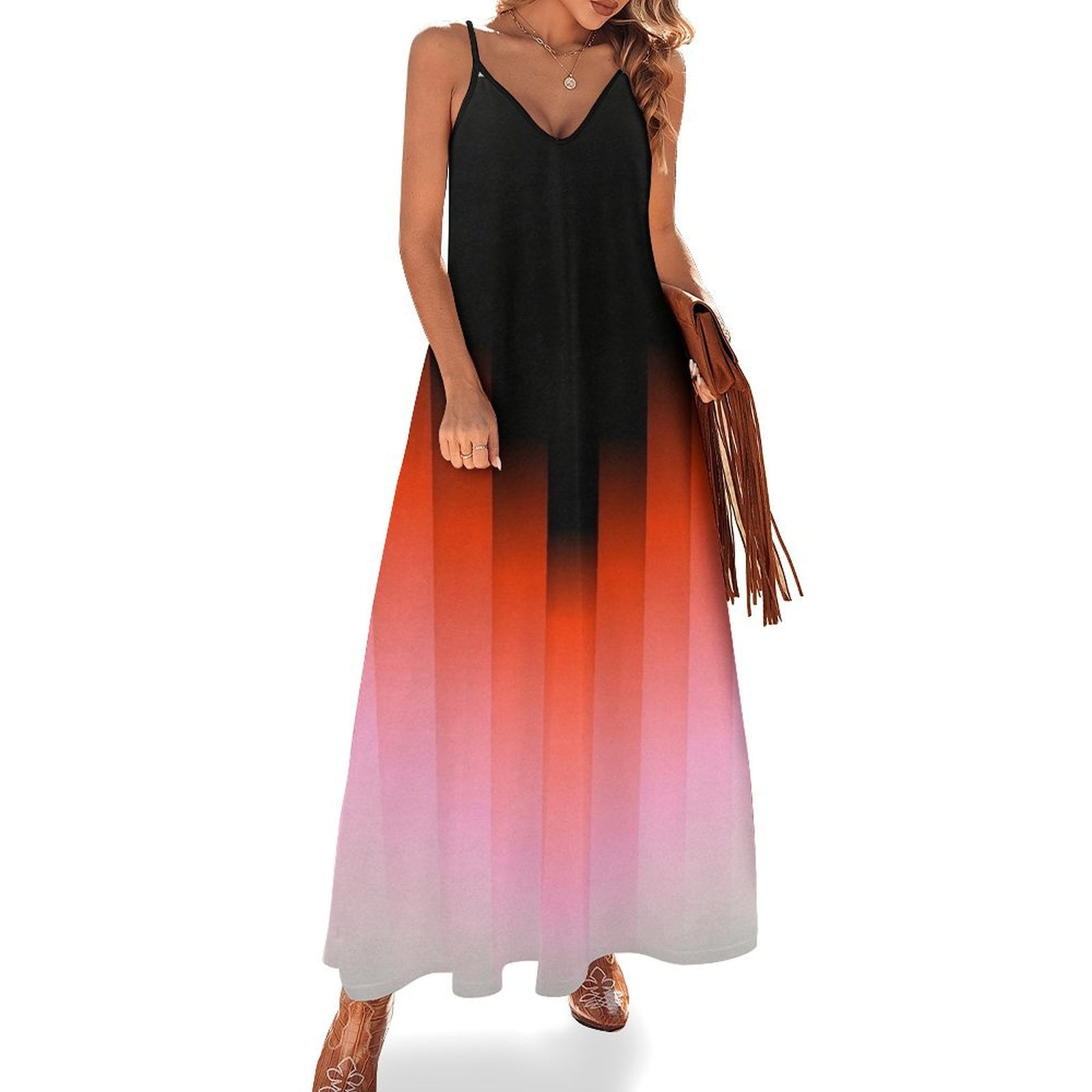 3D Abstract Lines Design Sleeveless Dress Woman Fashion Long Dresses ...