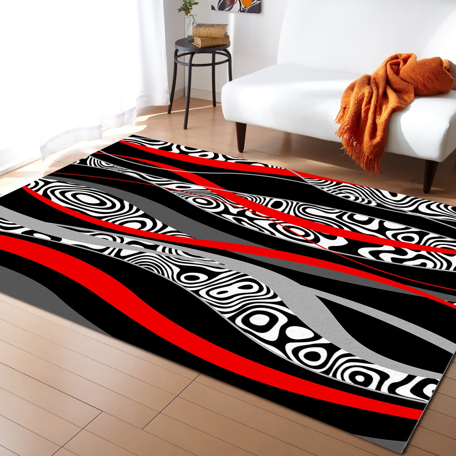 3D Abstract Lines Gradient Color Red Carpet Area Rug Children's Room ...