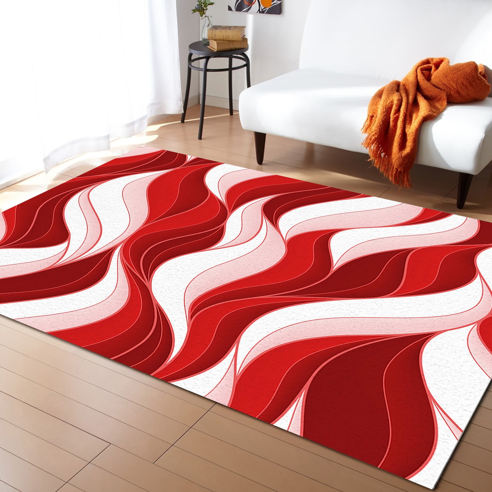 3D Abstract Lines Gradient Color Red Carpet Area Rug Children's Room ...