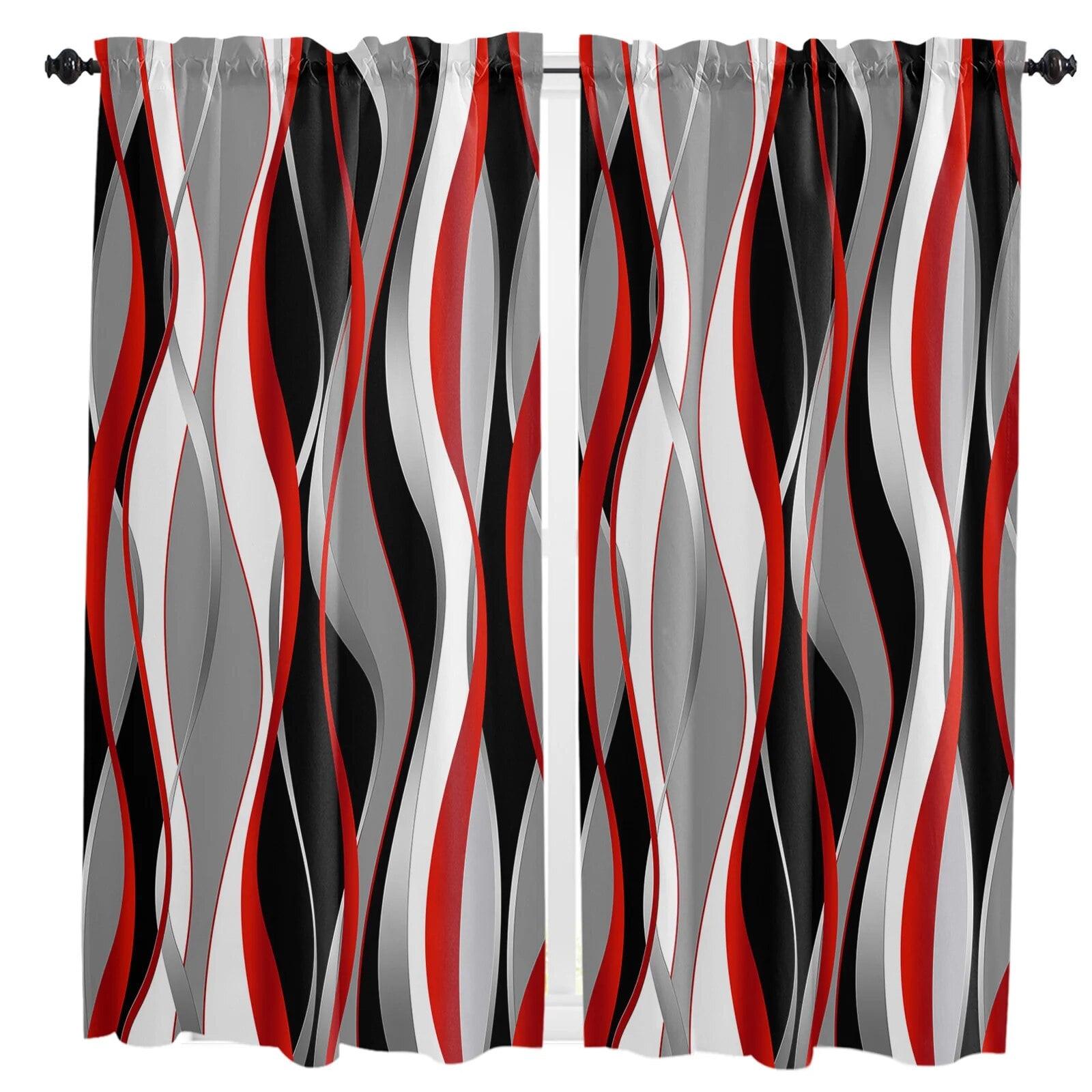 3D Abstract Lines Gradient Color Red Curtain Home Decoration Living ...